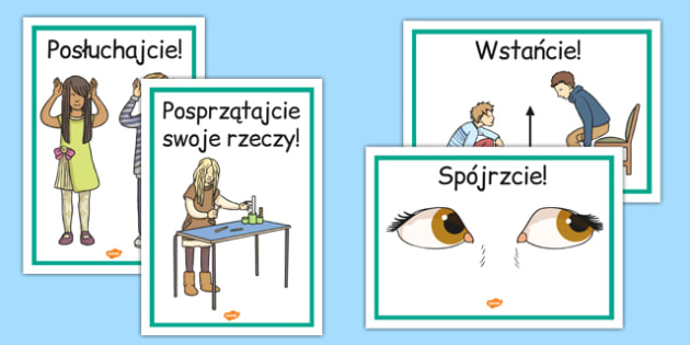 Plakaty Polecenia szkolne po polsku (teacher made)