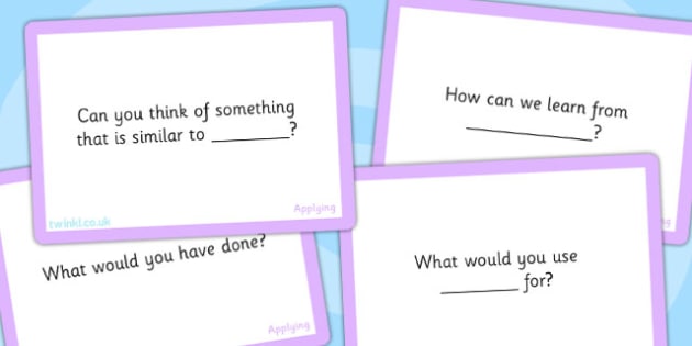 Bloom's Taxonomy Level 3 Applying Challenge Cards