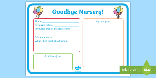 Goodbye Nursery Certificate (teacher made)