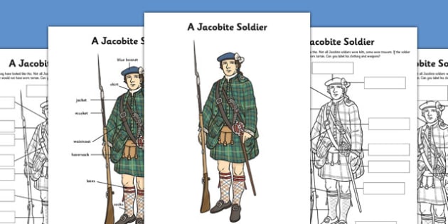 A Jacobite Soldier Poster and Differentiated Worksheets - jacobite