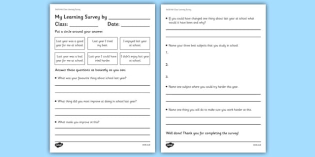 3rd and 4th Class Learning Survey (creat de profesori)