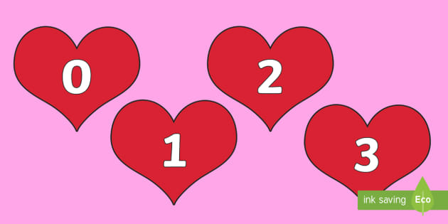 Numbers 0-31 on Hearts (Plain) (teacher made)