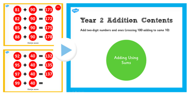 Year 2 Adding 2 Digit Numbers and Tens Crossing 100 Add Same 10s
