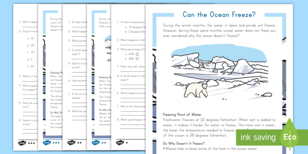Can the Ocean Freeze? Differentiated Reading Comprehension