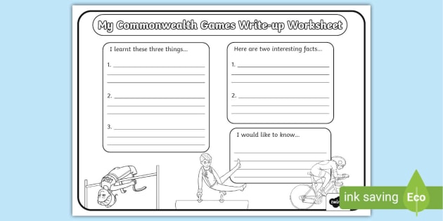 The Commonwealth Games Write Up Worksheet (teacher made)