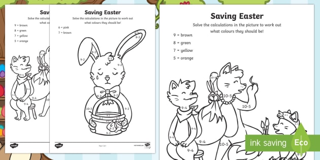 Saving Easter Subtraction Colour by Number (teacher made)