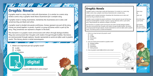 Fourth Grade Graphic Novels Reading Comprehension Passage Activity