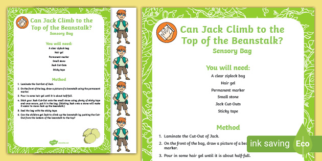 Can Jack climb to the top of the Beanstalk? Sensory Bag