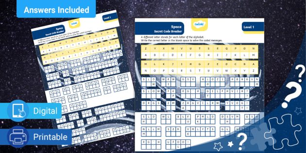Space Secret Code Breaker - L1 - Twinkl - Kids Puzzles