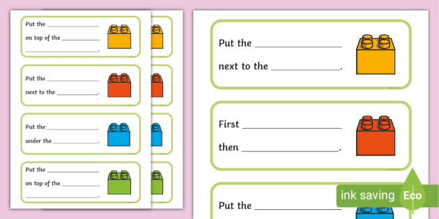 Building Bricks Therapy Sentence Strips (teacher made)