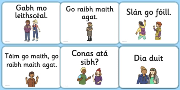 Greetings A5 Flashcards Gaeilge (teacher made)