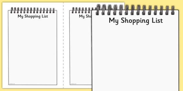 My Shopping List Writing Frames