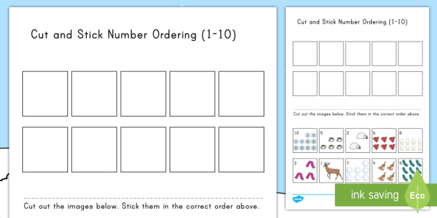 Winter Cut and Paste Number Ordering Activity - winter, cut and