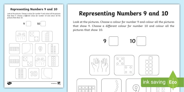 👉 Representing Numbers 9 and 10 Activity (teacher made)