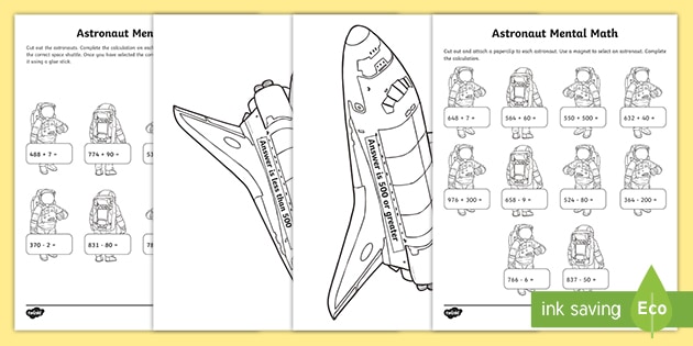 Mental Math Astronauts Activities (teacher made)