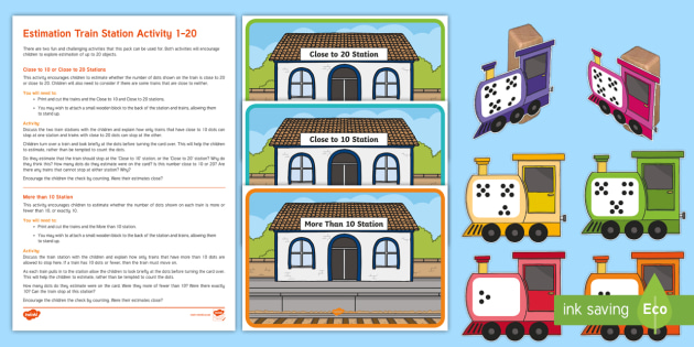 Estimation Train Station 1-20 Activity Pack (teacher made)