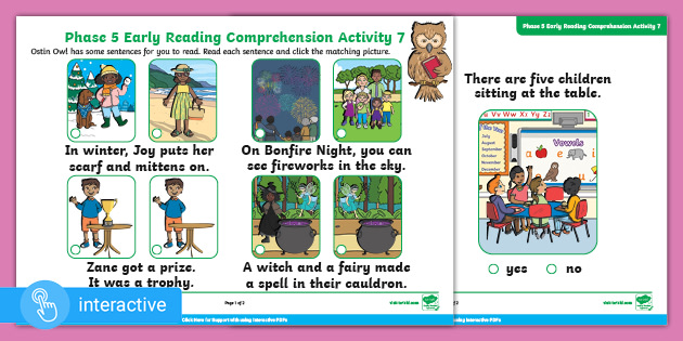 Interactive PDF: Phase 5 Early Reading Comprehension Activity 7