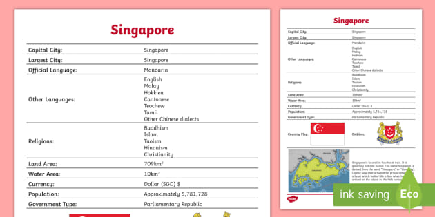 Singapore Fact File (teacher made)