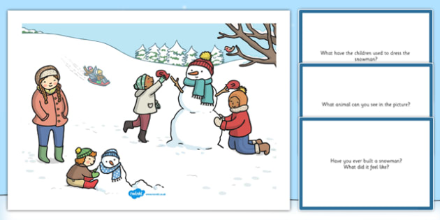 Winter Snowman Scene and Question Cards (teacher made)