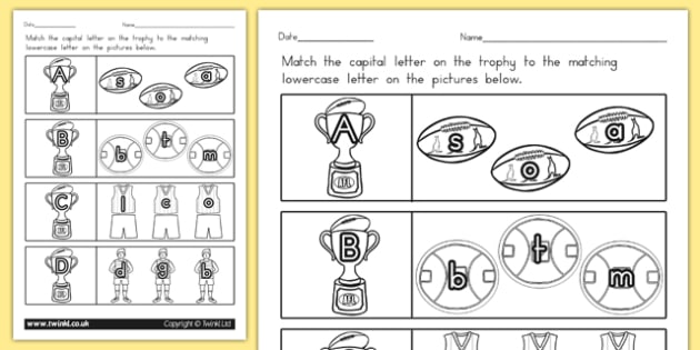 AFL Themed Capital Letter Matching