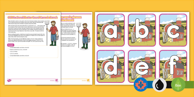 Old MacDonald Letter Sound Game French (teacher made)