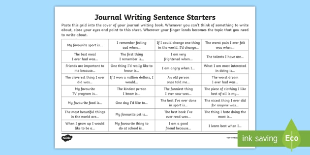 Sentence Starters For Diary Writing KS2 Journal Writing