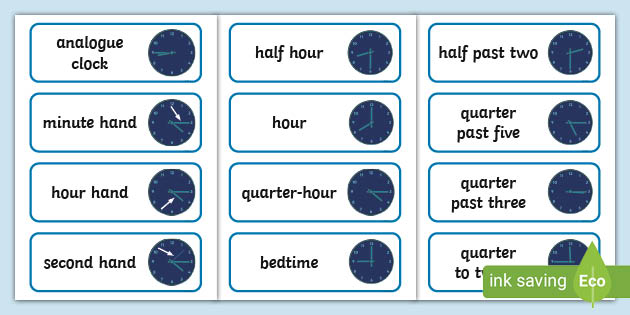 Understanding the Time Word Cards (teacher made)