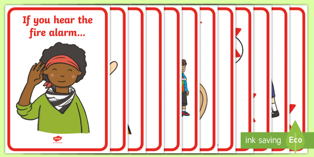 Fire Drill Instructions Posters - fire safety, keeping safe, emergency