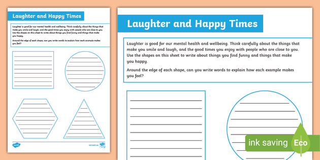 Laughter and Happy Times KS2 Activity Sheet - Wellbeing