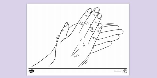 Hands Rubbing Together Friction Colouring Sheet | Colouring Sheets