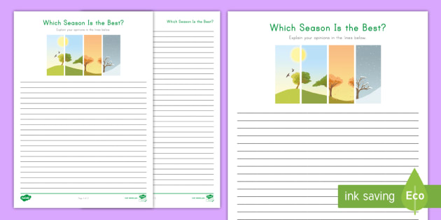 Which Season Is Best? Opinion Writing Worksheet / Activity Sheet