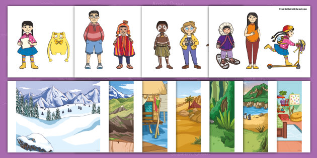 Around the World with Max and Lemon: Stick Puppets Role-Play Pack