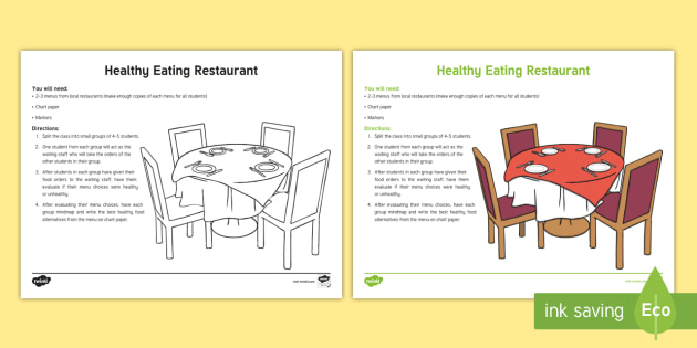 Healthy Eating at a Restaurant Activity (teacher made)