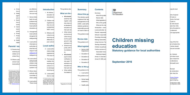 Children Missing in Education: Statutory Guidance