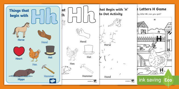 FREE! - Things that Begin with H Worksheets Pack