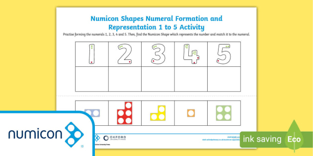 👉 Numicon Shape Number Formation & Representation 1-5 Activity
