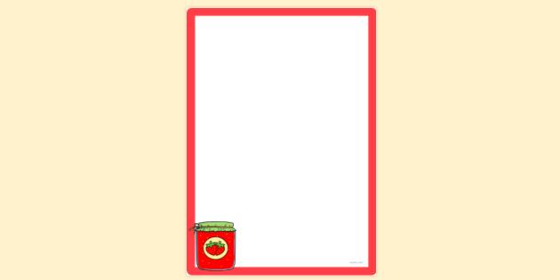 FREE! - Simple Blank Strawberry Jam Jar Page Border | Twinkl