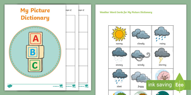 Picture Dictionary Weather Word Cards (teacher made)