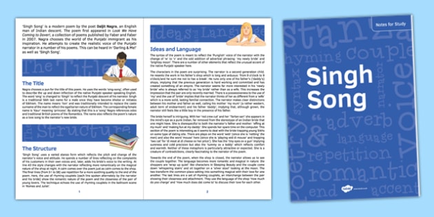 GCSE Singh Song Notes for Study