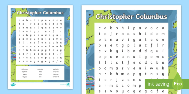 Christopher Columbus Word Search (teacher made)
