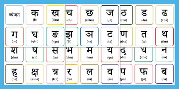 Hindi Alphabet Flashcards Teach On