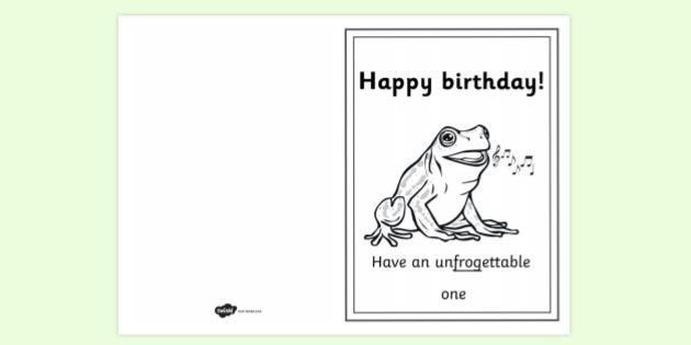 FREE! - Singing Frog Birthday Theme Card Colouring | Twinkl