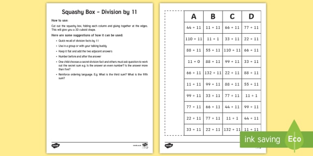 Squashy Boxes Division by 11 Craft - Mental Maths Warm Up + Revision