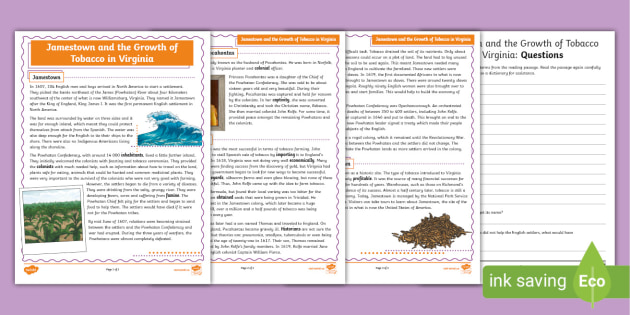 Jamestown, Virginia and the Growth of Tobacco Reading
