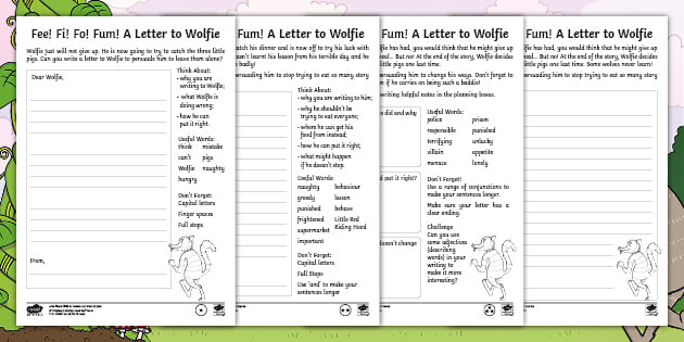 Fee! Fi! Fo! Fum! Persuasive Letter Writing Differentiated Worksheets
