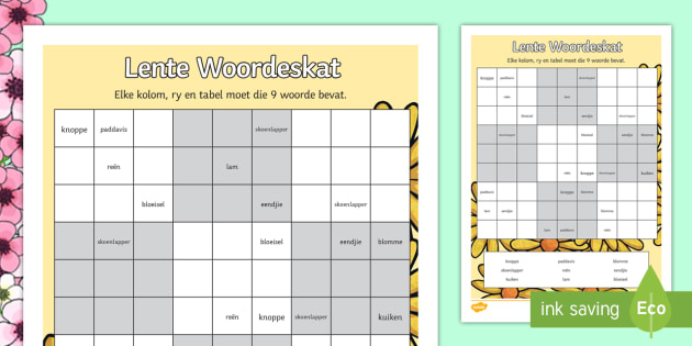 Lente Woordeskat Sudoku Aktiwiteit (teacher made)
