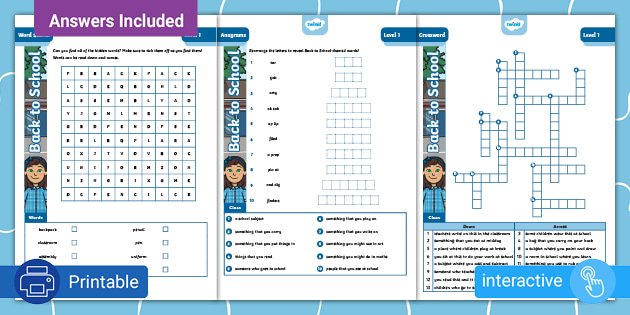 Back to School Essential Puzzle Collection - L1 - Twinkl