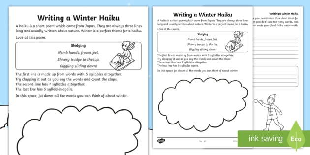 KS1 Writing Your Own Winter Haiku Worksheet Worksheet