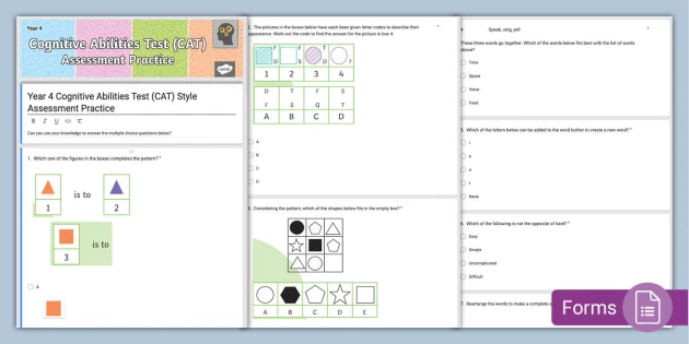 PEAC Testing Samples For Year 4 - Verbal Reasoning Test