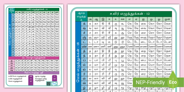 Tamil Alphabets 247 Letters Display Poster Teacher Made 